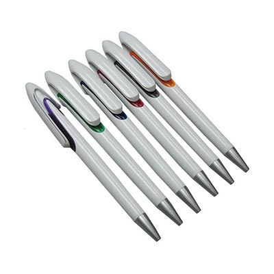 White Plastic Pen with Large Clip - Corporate Gifts Singapore: Gatewin
